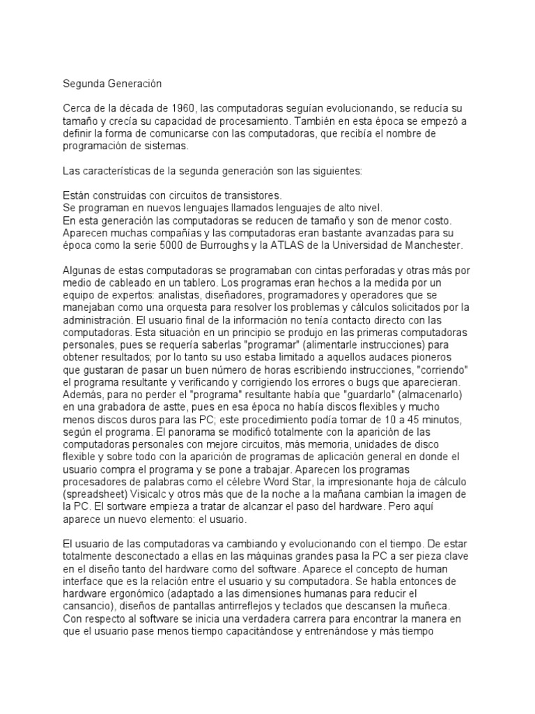 Segunda Generación de Computadoras y Software | PDF | Programa de ...