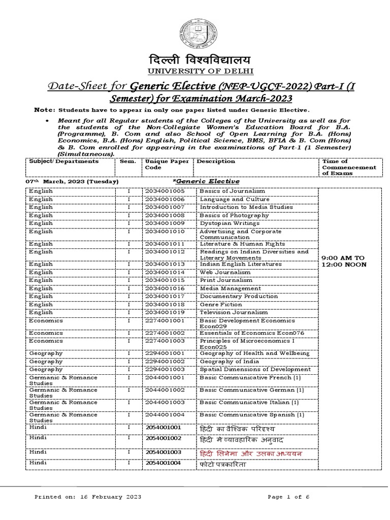 Generic Elective 23 Sem 16-02-2023 | PDF | Chemistry | Anthropology