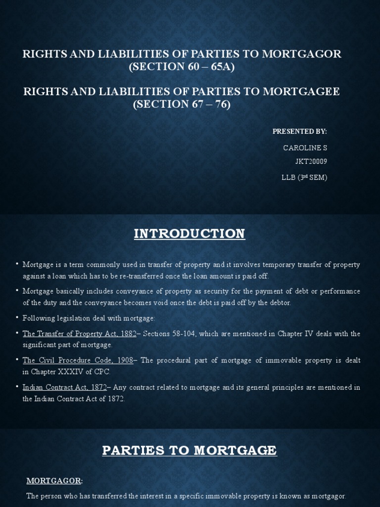 Rights & Liabilities in Mortgages | PDF | Mortgage Law | Foreclosure