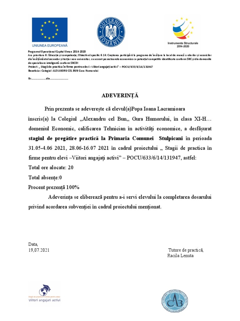 Adeverinta (1) 23 | PDF