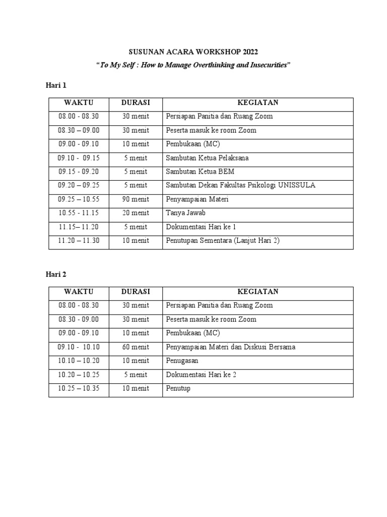Susunan Acara Workshop 2022 | PDF Susunan Acara Workshop 2022 | PDF