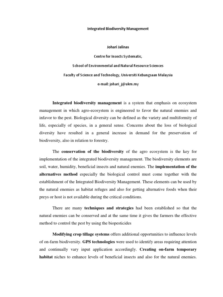 Integrated Biodiversity Management | PDF | Biodiversity | Systems Ecology