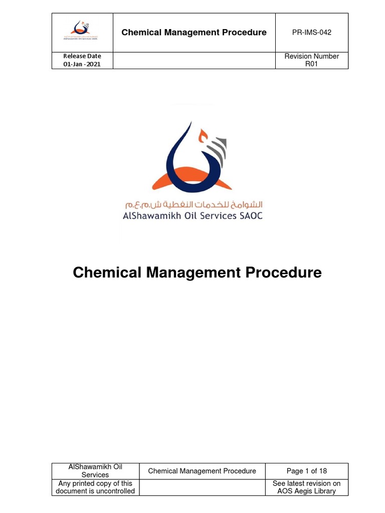 PR-IMS-042 Chemical Management Procedure | PDF | Dangerous Goods | Hazards