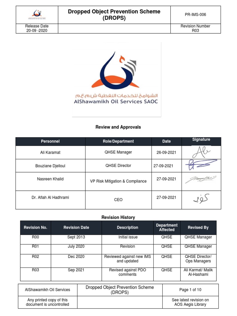 Dropped Object Prevention Scheme Overview | PDF | Risk Assessment | Risk