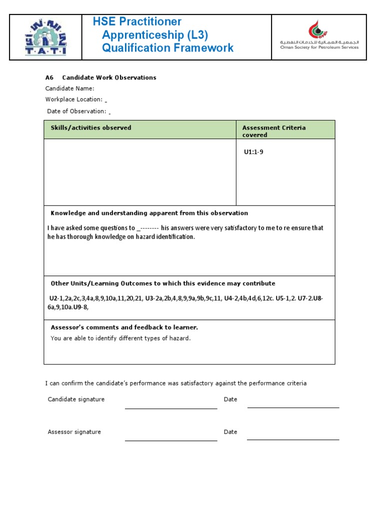 HSE Practitioner Apprenticeship (L3) Qualification Framework | PDF