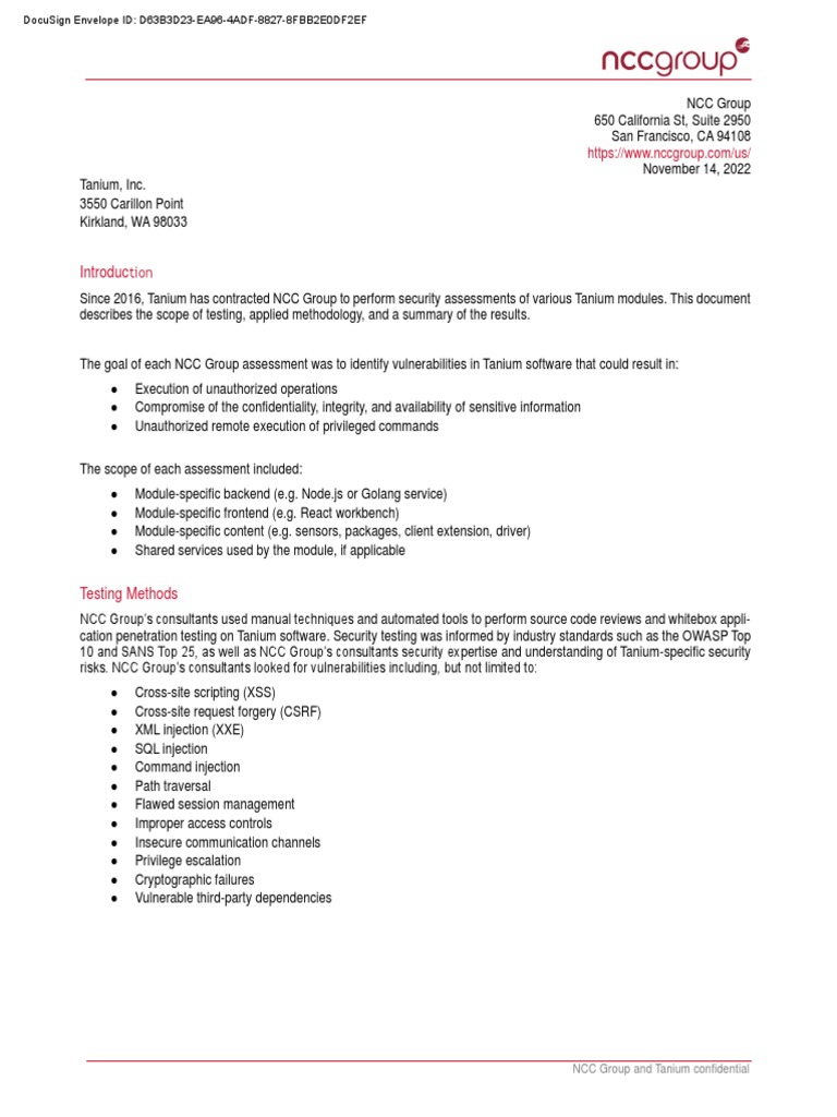 Tanium NCC Products Attestation 2022 11 | PDF | Security | Computer ...