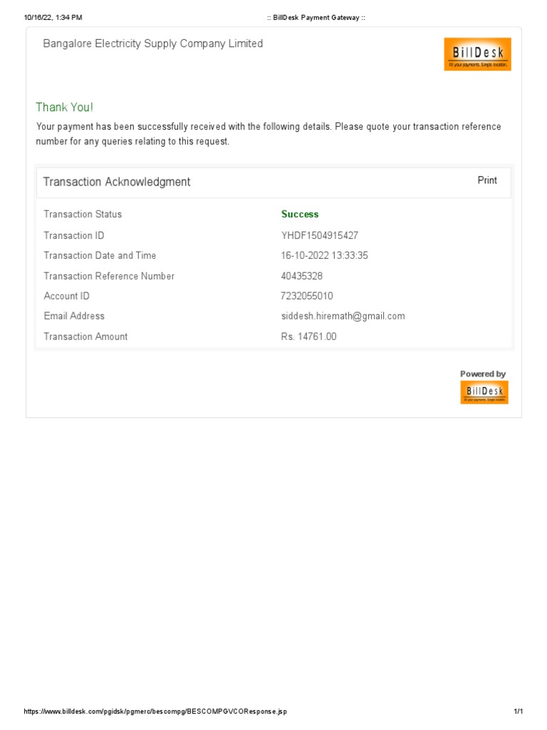 Sep-22 - BESCOM Bill Payment | PDF