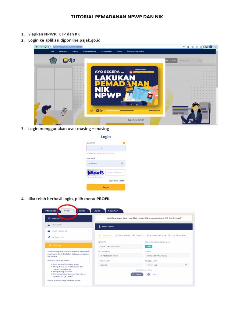 Tutorial Pemadanan NPWP Dan Nik | PDF | Bisnis