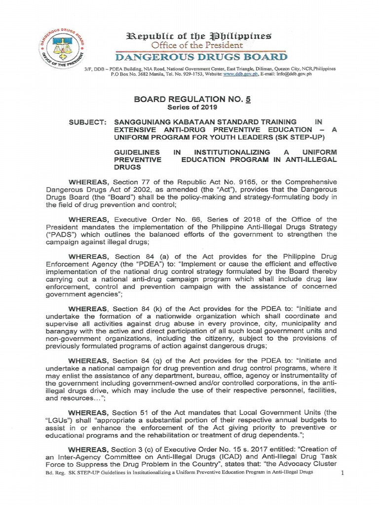 Board Reg No. 5 S. 2019 | PDF