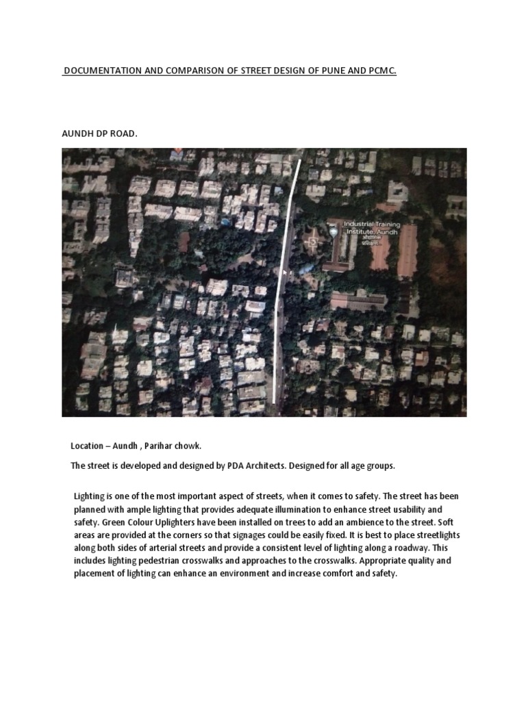 Documentation and Comparison of Street Design of Pune and PCMC | PDF ...