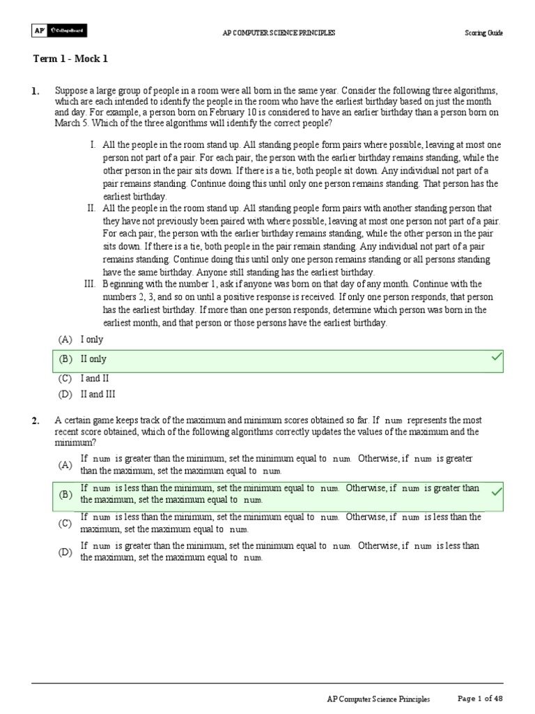 T1-Mock Answers 2 | PDF | Boolean Data Type | Algorithms
