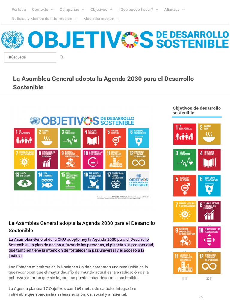 La Asamblea General Adopta La Agenda 2030 para El Desarrollo Sostenible - Desarrollo Sostenible ...