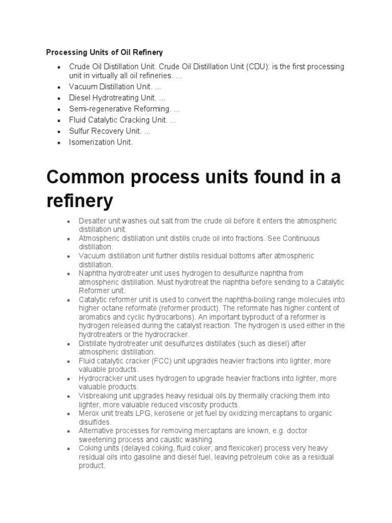 Oil Refinery Process Overview | PDF | Oil Refinery | Cracking (Chemistry)
