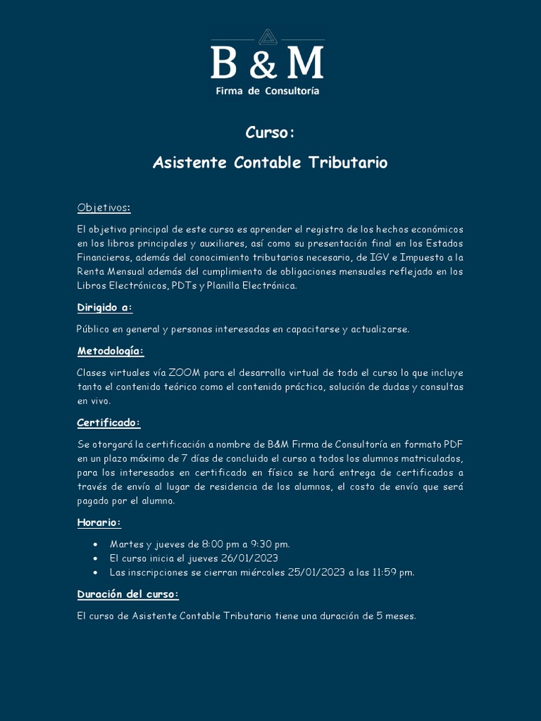 Curso de Asistente Contable Tributario | PDF | Contabilidad | Estado de resultados