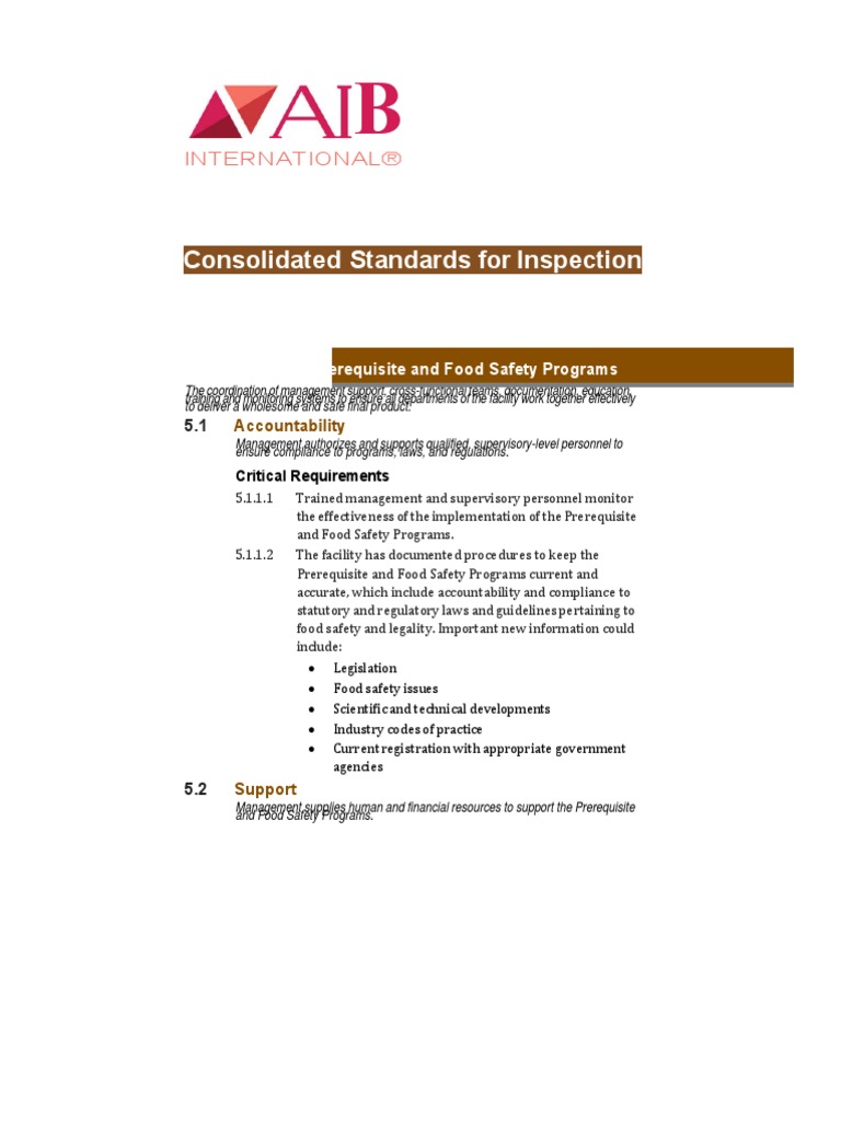 AIBI - (AP) Adequacy of Prerequisite and Food Safety Programs-200 of ...