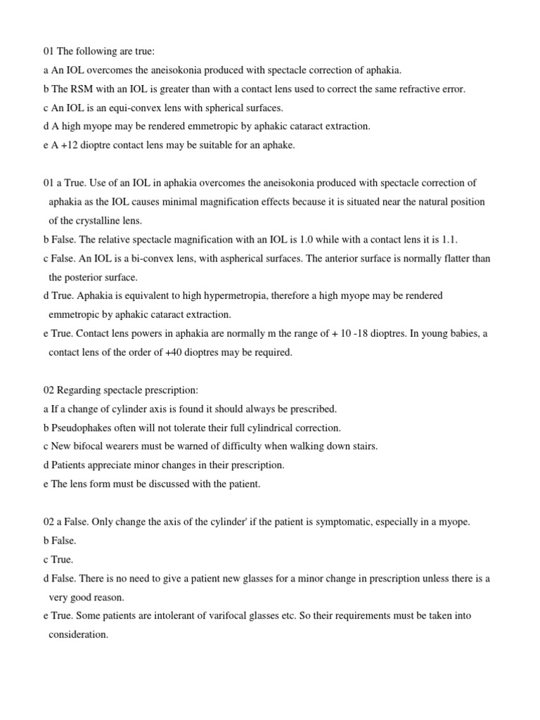 MCQ 05 Optics | PDF | Glasses | Eye