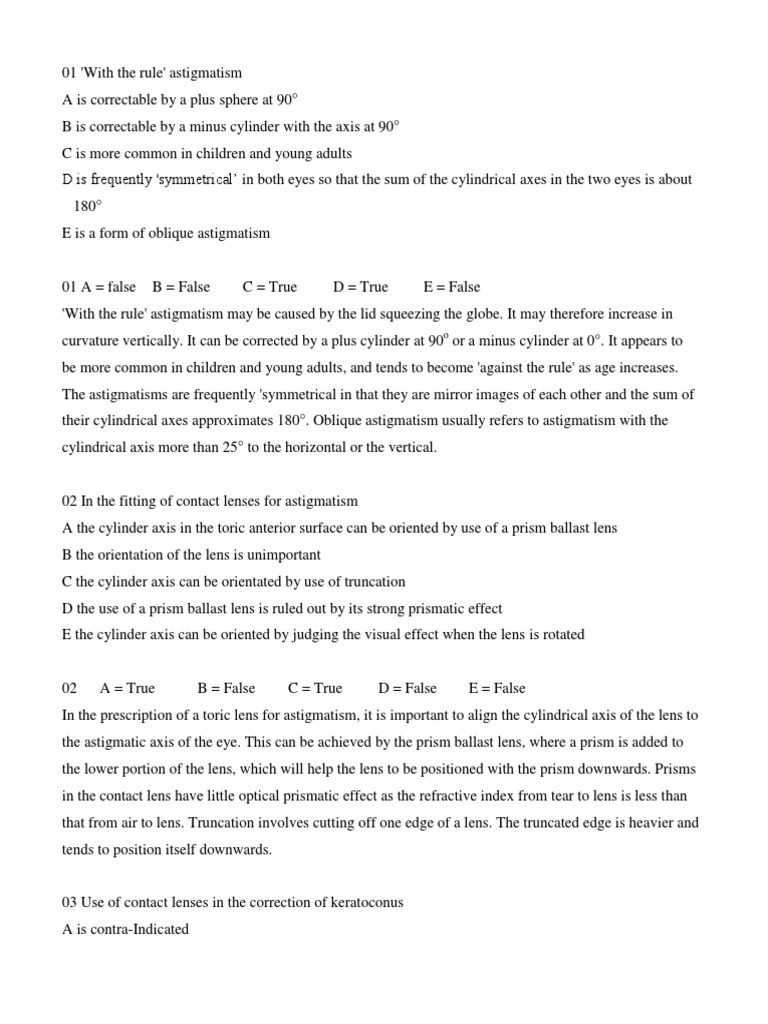 With the rule' astigmatism correction and causes | PDF | Human Eye ...