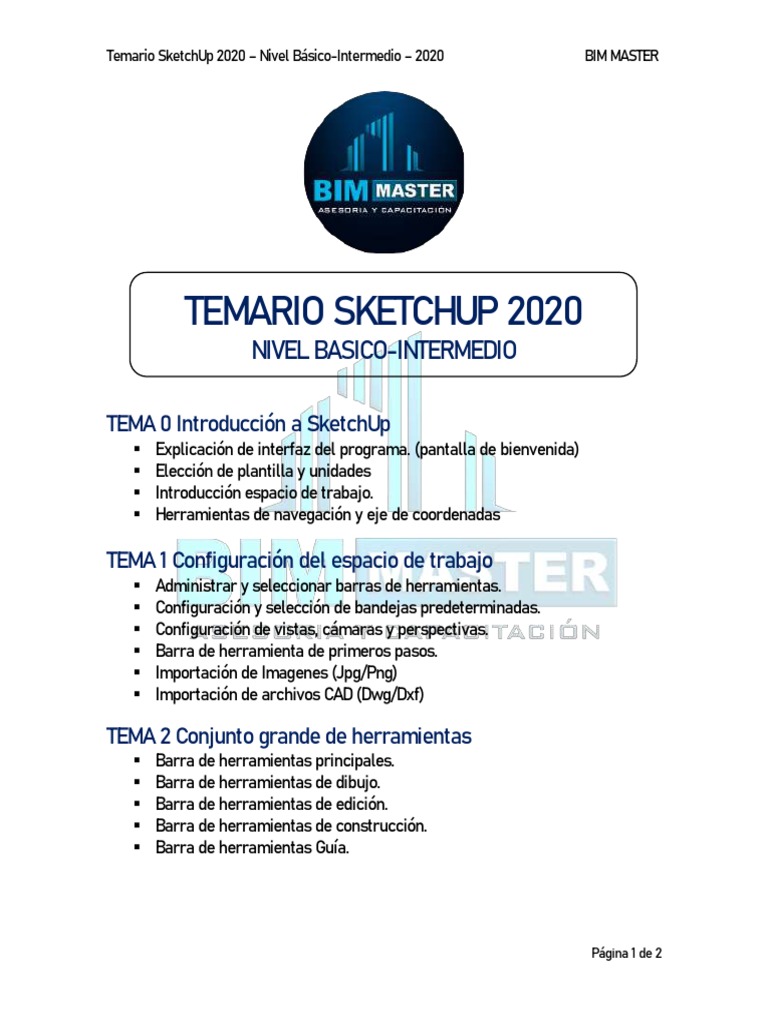 Temario Básico-Intermedio de SketchUp | PDF | Sketch Up | Informática
