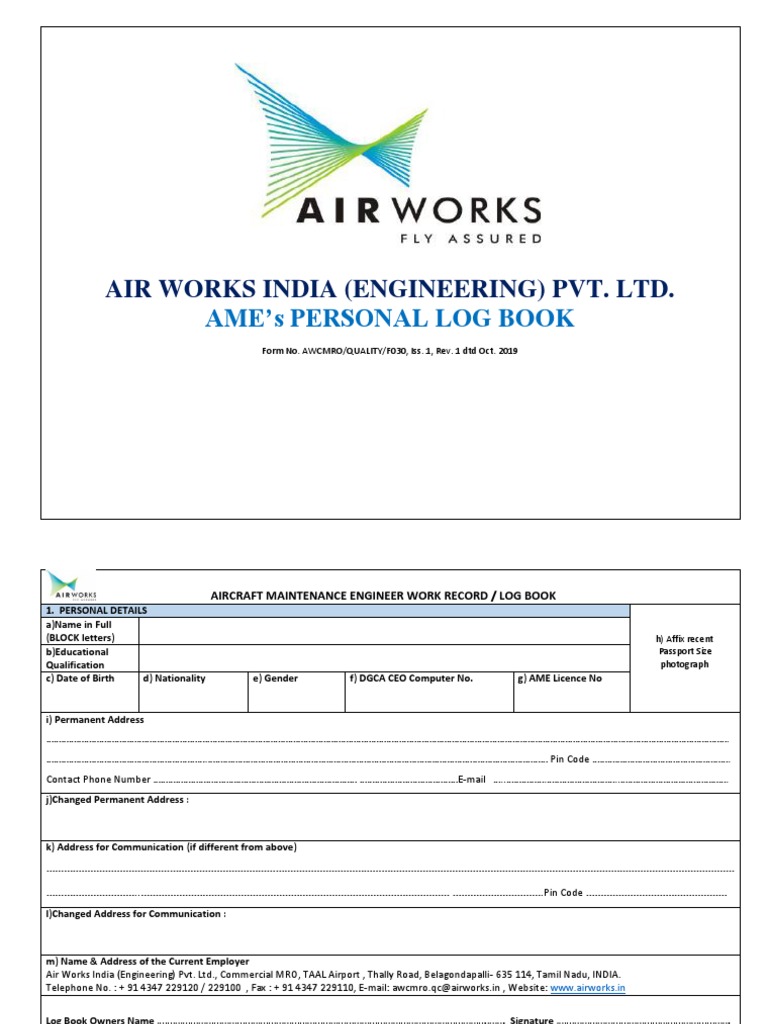Q-030 Logbook Issue 01 DTD Oct. 2019 | PDF