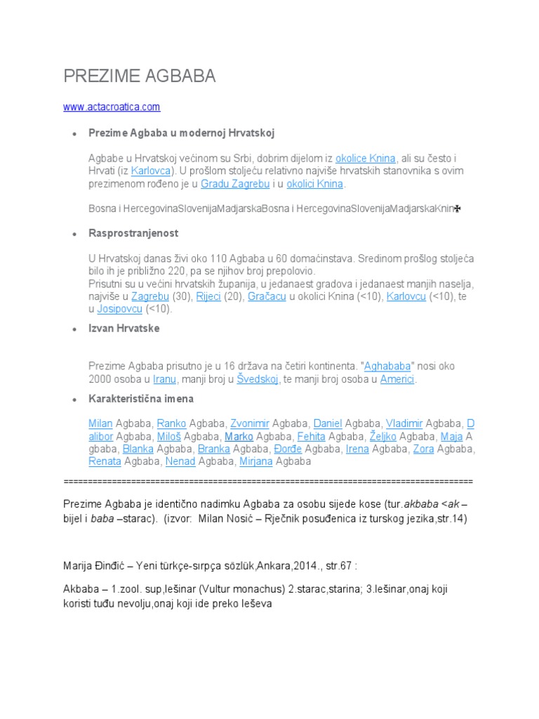 Prezime Agbaba | PDF