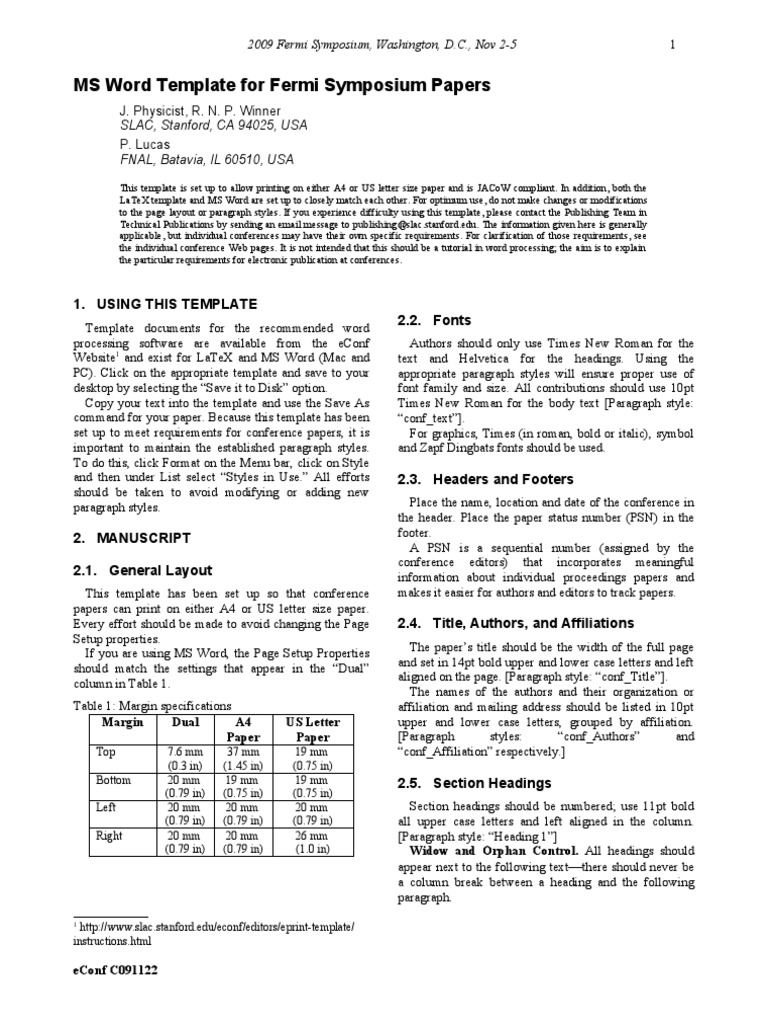 Fermi Symposium Paper Template | PDF | Page Layout | Microsoft Word