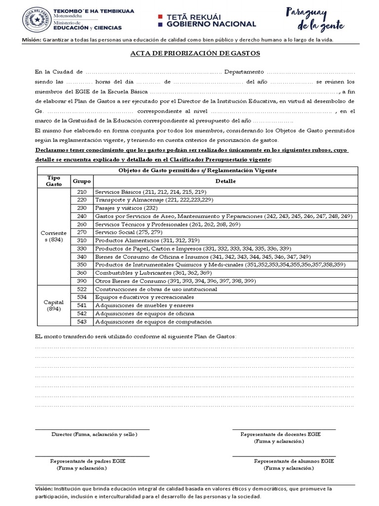 Acta de Priorizacion de Gastos 2021 | PDF