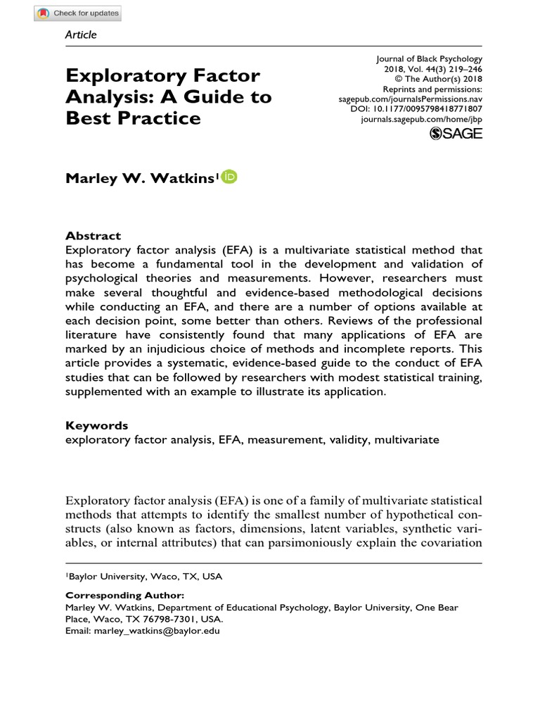 Efa Guide Pdf Factor Analysis Principal Component Analysis