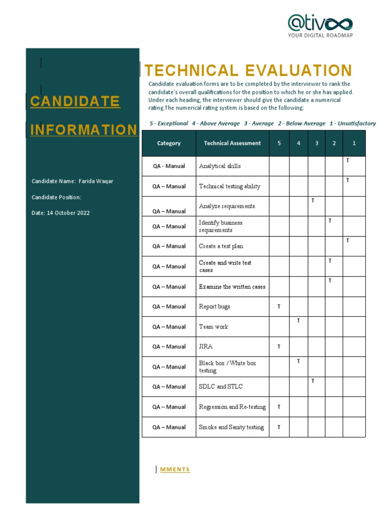 SQA - Technical Evaluation | PDF | Systems Engineering | Information Technology Management