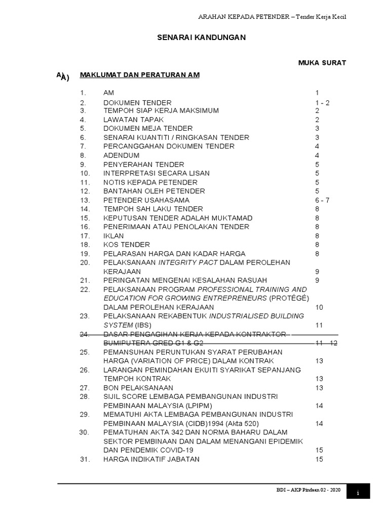 1.akp Pindaan 02 2020 Tender Kerja Kecil - n120 Kuala Pilah | PDF