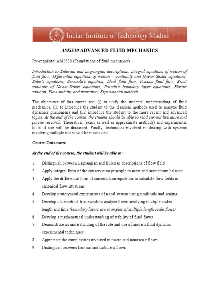 Am5530 Fluid Mechanics Course Policy | PDF | Fluid Mechanics | Fluid Dynamics