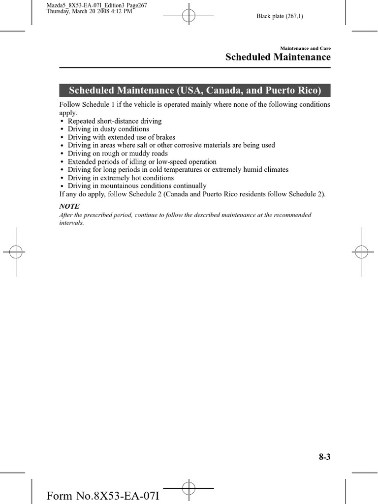 Mazda5 Scheduled Maintenance Guide | PDF