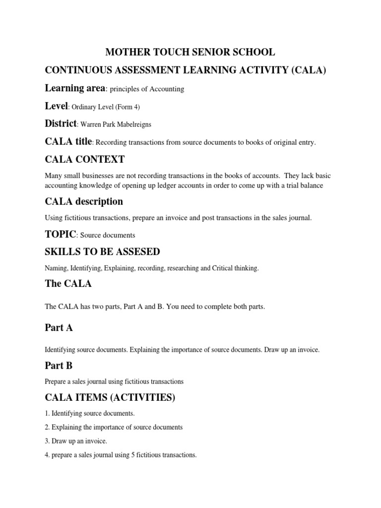 Accounting Cala 1 | PDF | Invoice | Learning