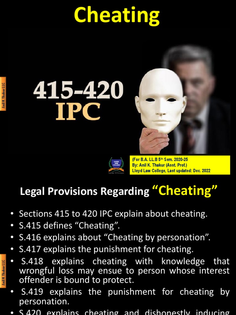 Cheating Ipc415-420 | PDF | Deception | Legal Liability