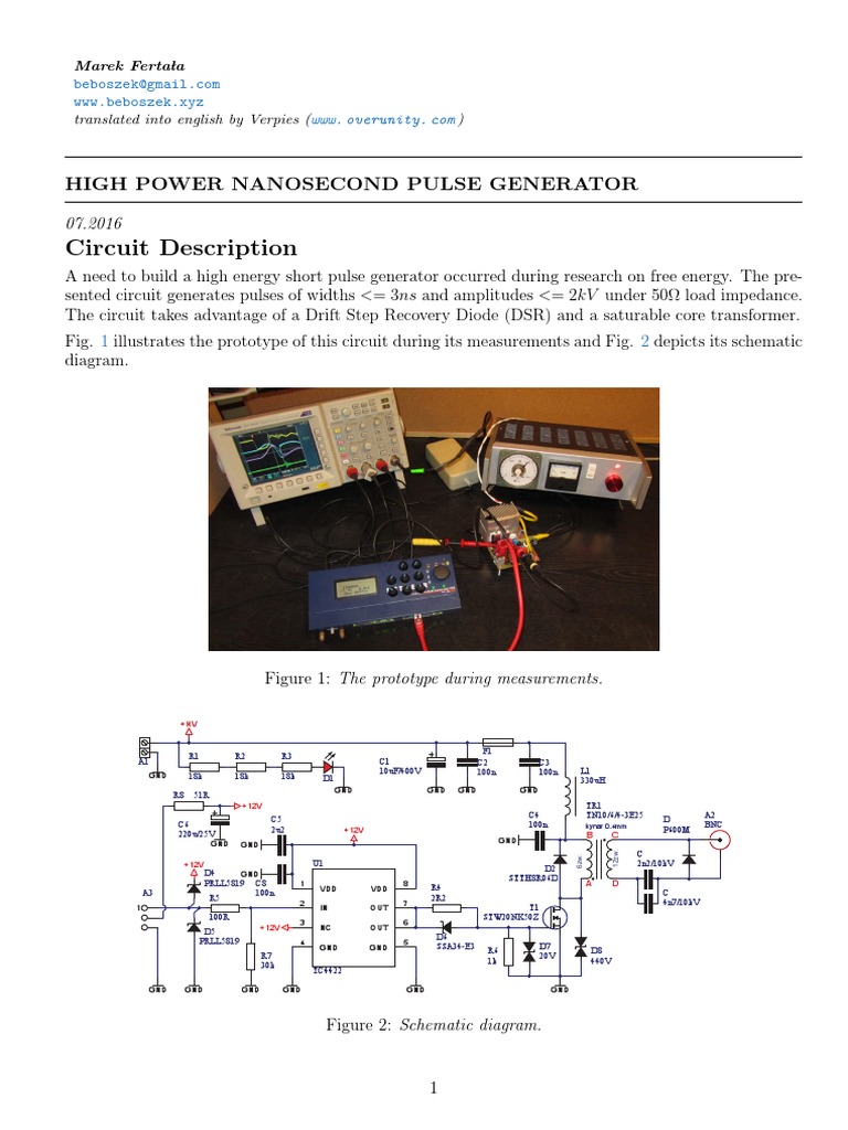 High Power Nanosecond Pulse Generator | PDF | Capacitor | Field Effect Transistor