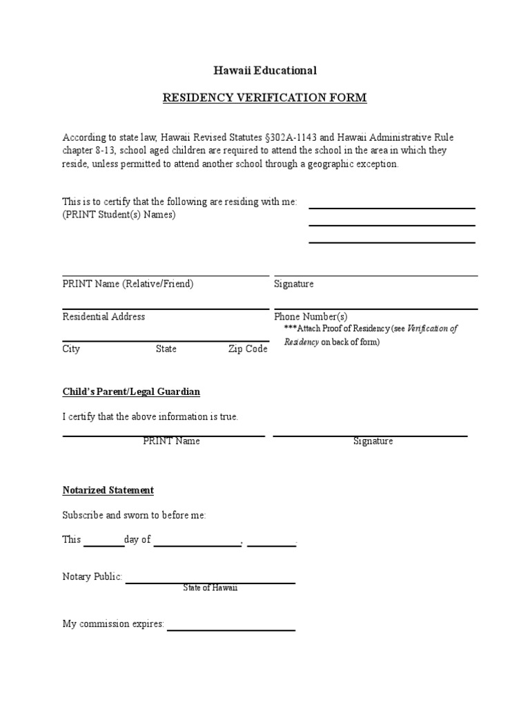 Notarized Residency-Verification-Form | PDF | Identity Document ...