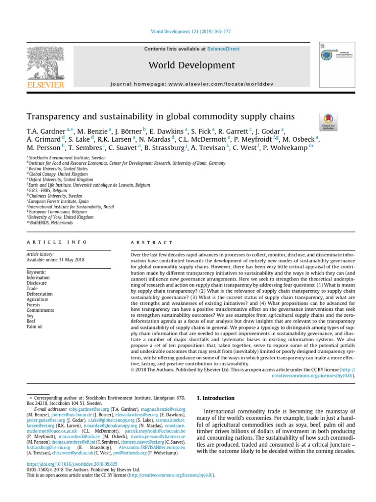 Transparency and Sustainability in Global Commodity Supply Chains | PDF ...