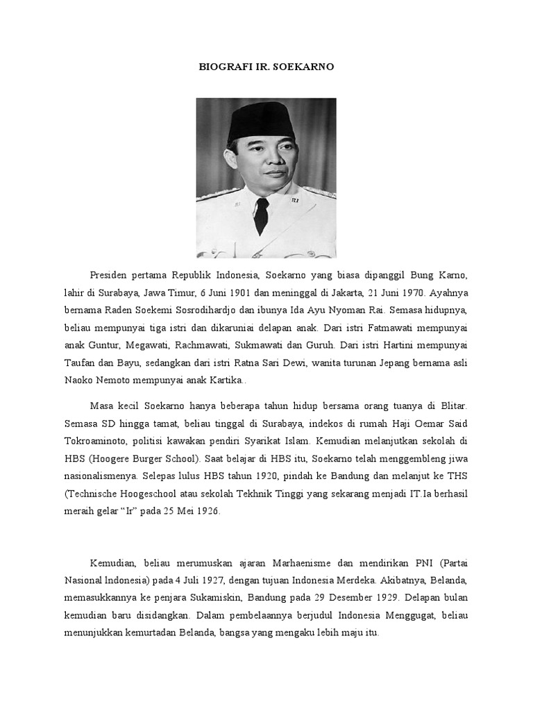 Biografi Ir Soekarno Singkat | PDF
