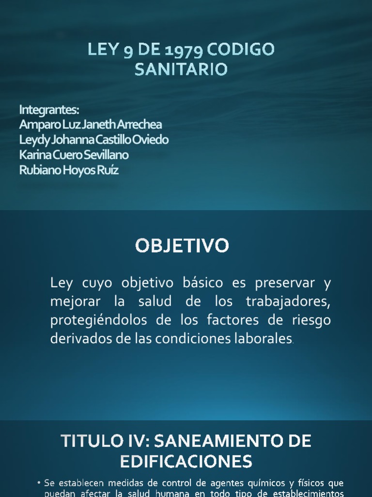 Presentacion Codigo Sanitario Ley 9 de 1979 | PDF