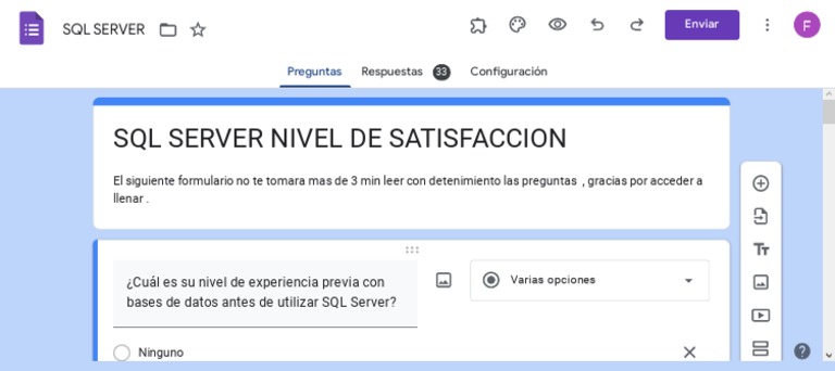 Encuesta de Satisfacción SQL Server | PDF