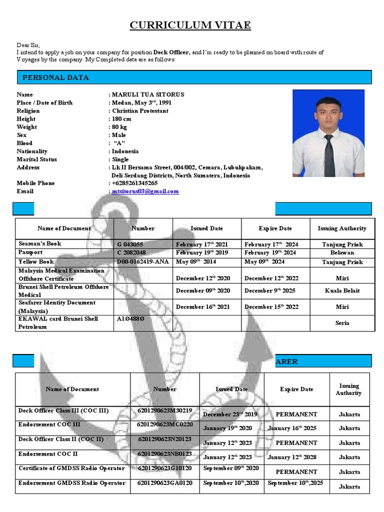 CV Maruli Tua Co Cargo | Download Free PDF | Freight Transport | Shipping