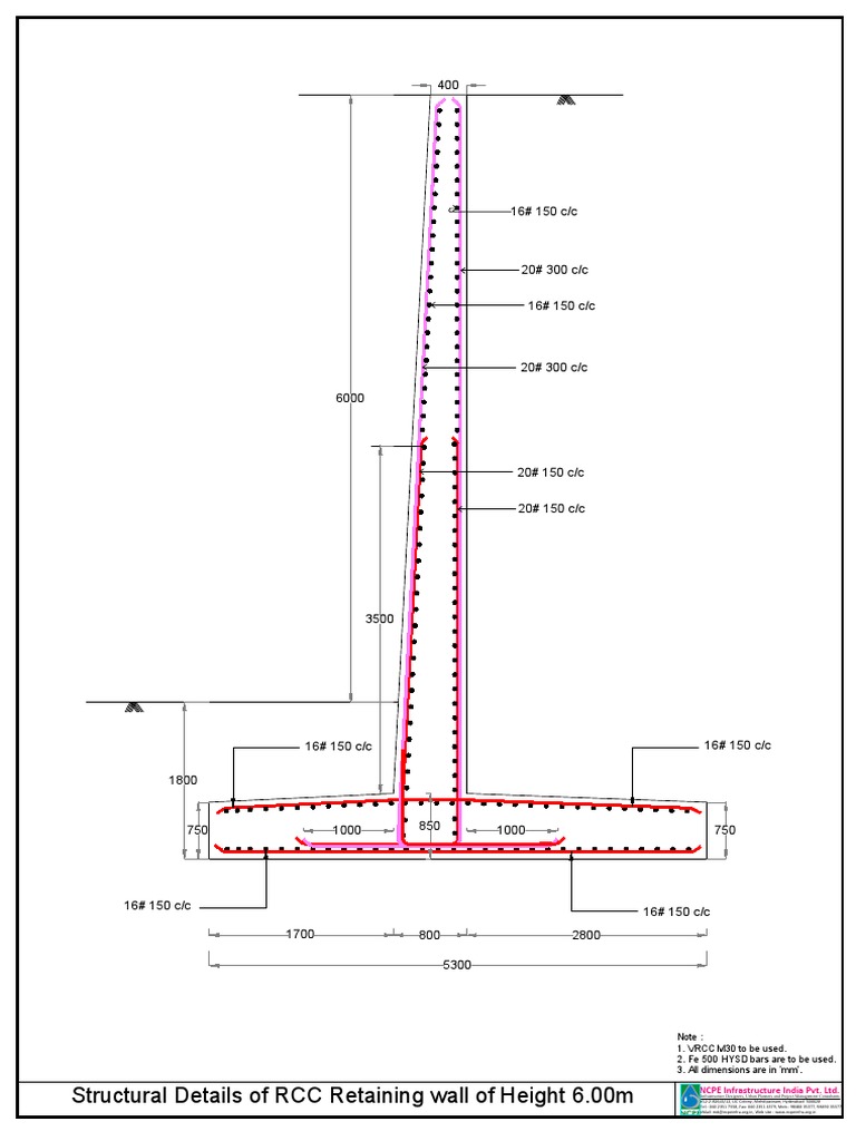 6m RETAINING WALL - STRUCTURAL DETAILS | PDF
