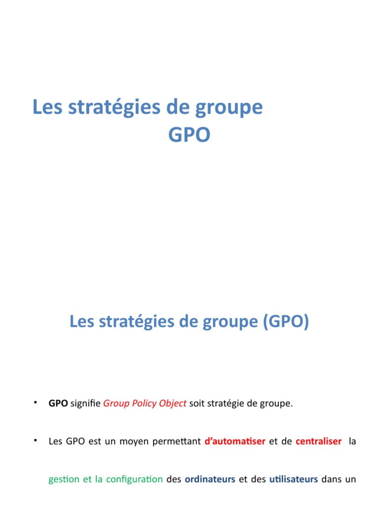 Partie10-Les GPO | PDF | Stratégies de groupe | Active Directory