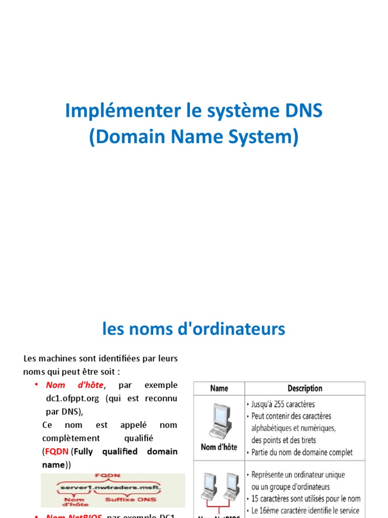 Guide sur l'implémentation du DNS | PDF | Système de noms de domaines ...