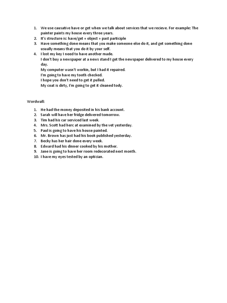 Causative Verbs and Examples | PDF | Language Arts & Discipline | Home ...