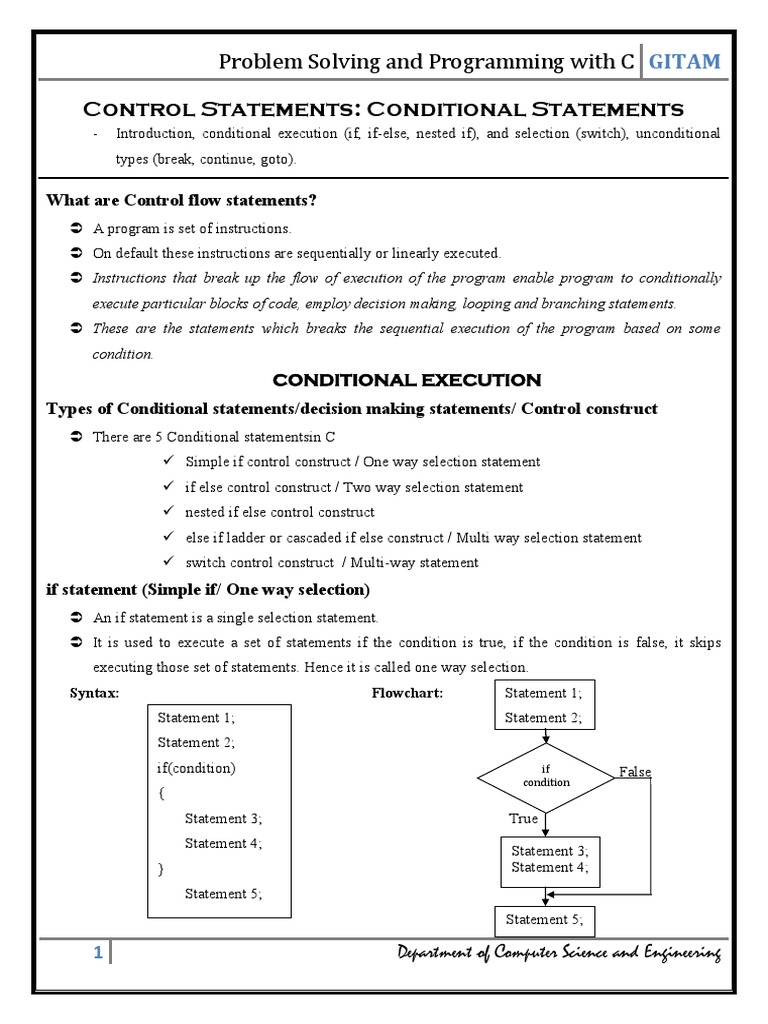 Conditional Statements - 01 | PDF | Control Flow | Systems Engineering