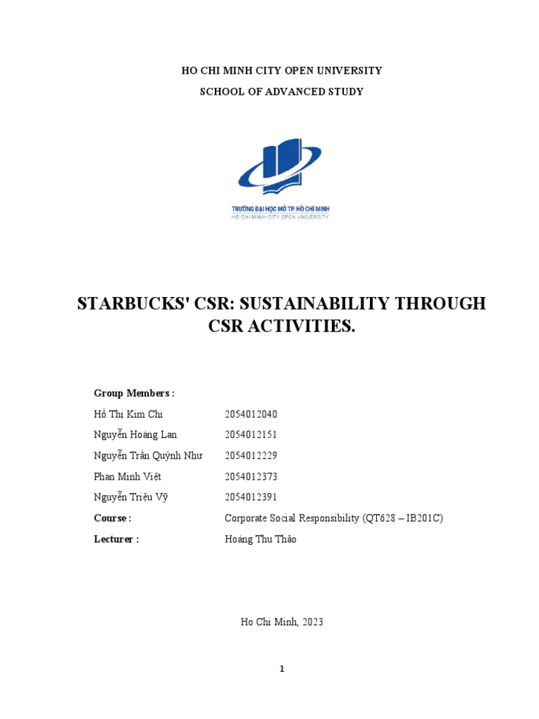 CSR Report | PDF | Sustainability | Starbucks