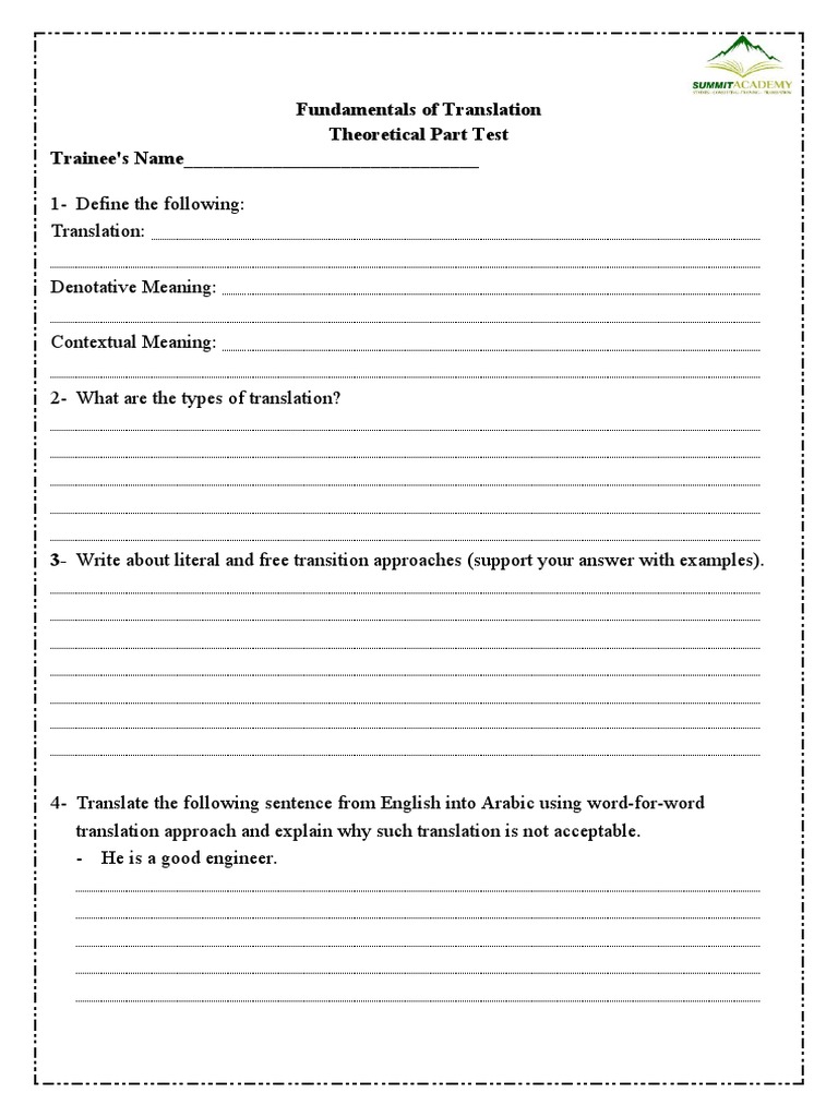 Translation Theory Exam | PDF | Language Arts & Discipline | Foreign ...