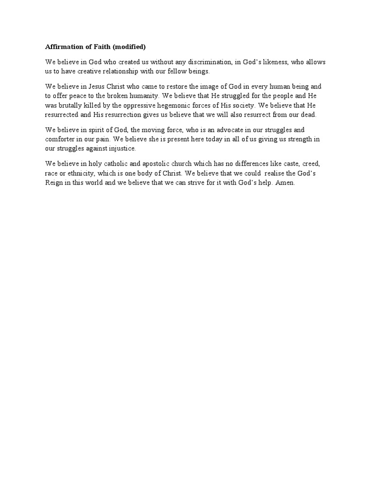 Affirmation of Faith | PDF