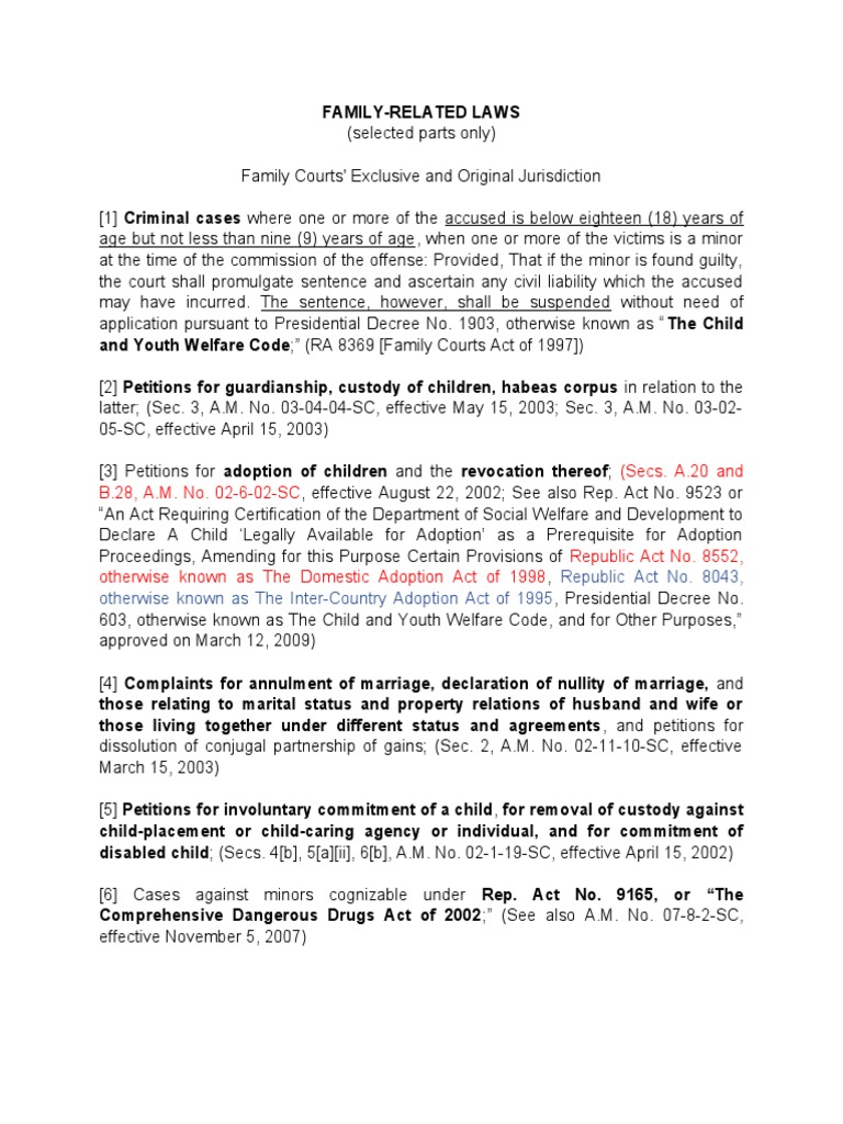 Family Courts Cases Reference | PDF | Annulment | Marriage