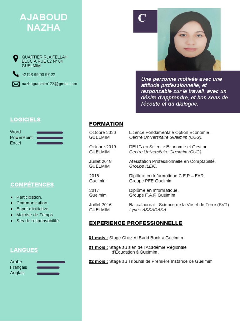 CV de Nazha Ajaboud - Guelmim | PDF